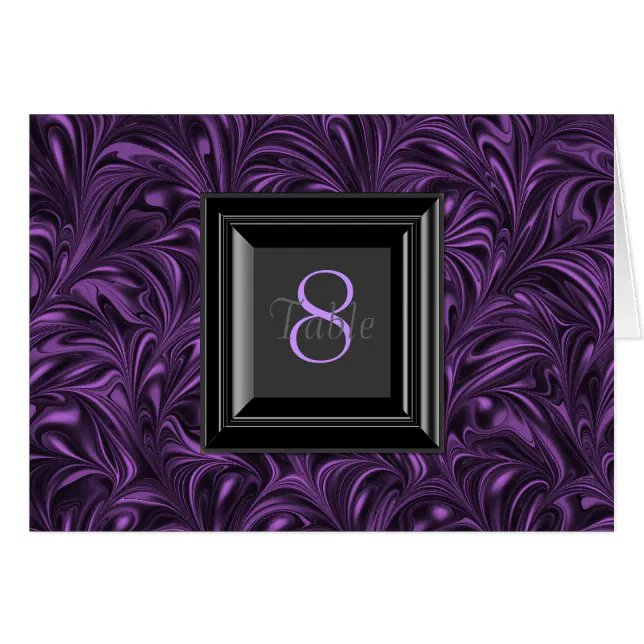 Purple and Black Wedding Table Cards | Zazzle
