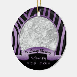 Purple and Black Zebra In Loving Memory Ornament | Zazzle