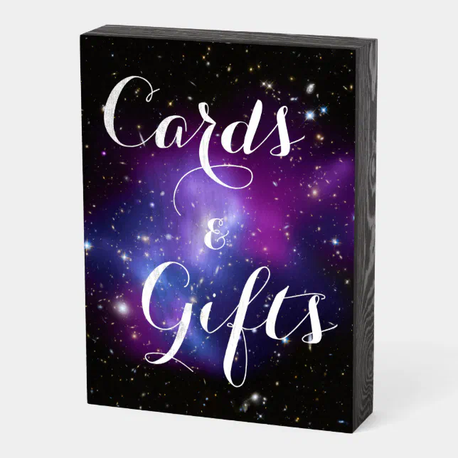 Purple and Blue Galaxy Space Photo Cards and Gifts Wooden Box Sign | Zazzle