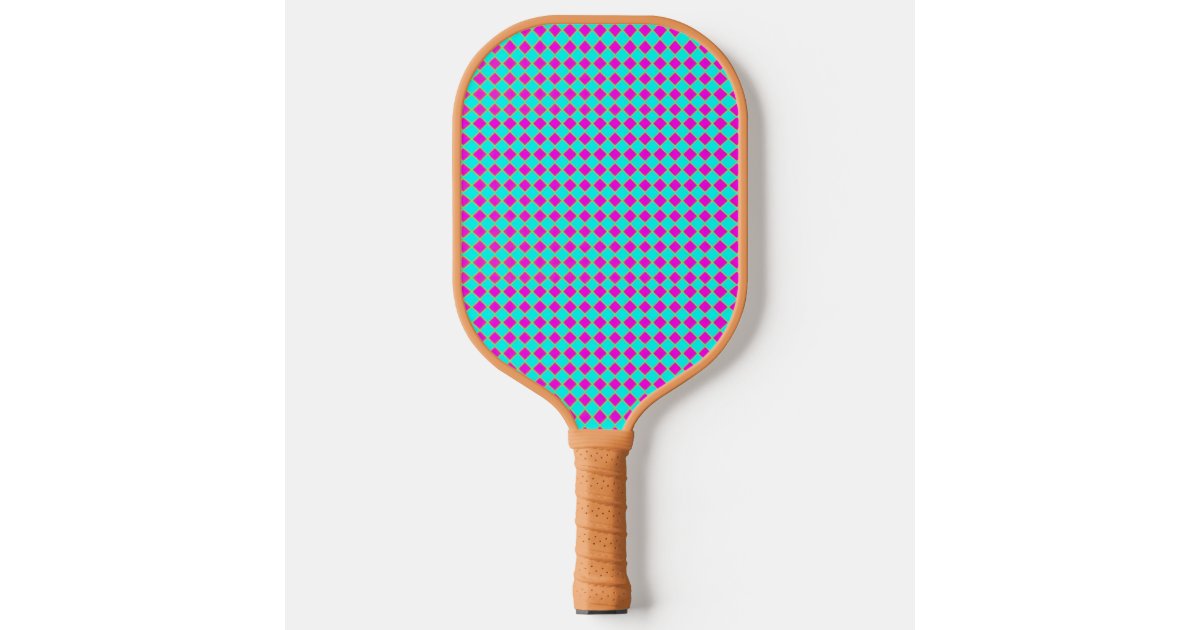 Purple and blue rhombus pattern pickleball paddle | Zazzle