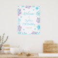 Purple and Blue Snowflakes Birthday Party Welcome Poster | Zazzle