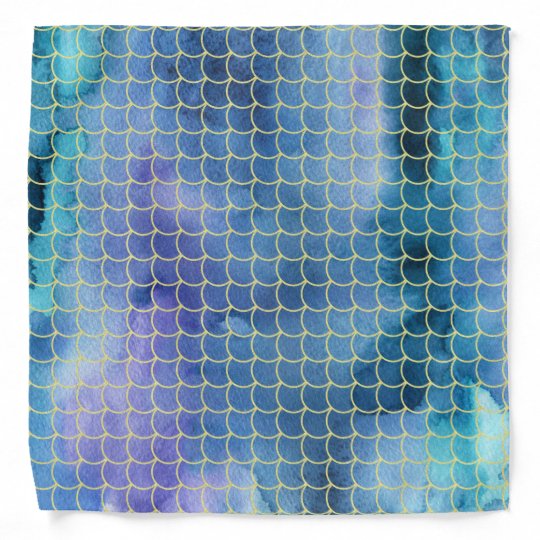 Purple and Blue Watercolor Fish Scales Mermaid Bandana | Zazzle.com