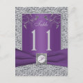Purple and FAUX Silver Foil Table Number Card | Zazzle