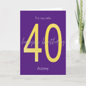 Purple and Gold 40th Birthday Card | Zazzle