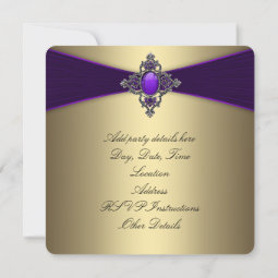 Purple and Gold Birthday Party Invitation | Zazzle