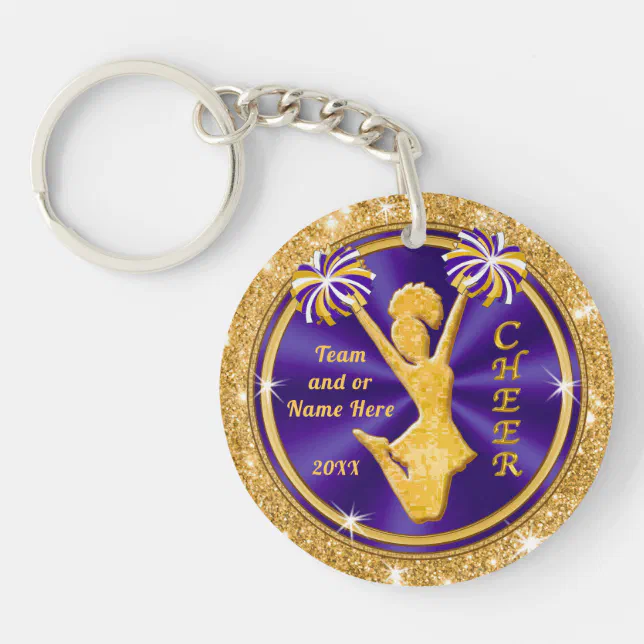 Purple and Gold Cheerleading Keychains Personalize | Zazzle