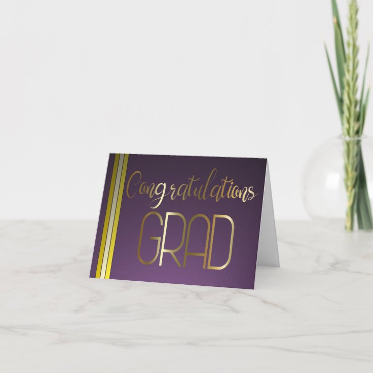 Purple and Gold Congratulations Grad Card | Zazzle