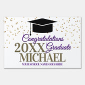 Purple and Gold Congratulations Graduate Sign | Zazzle