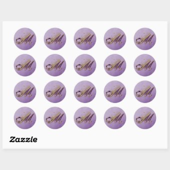 Purple and Gold Glitter Monogram M Sticker | Zazzle