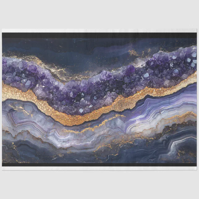 Purple and Gold Layered Geode Decoupage Tissue Paper | Zazzle