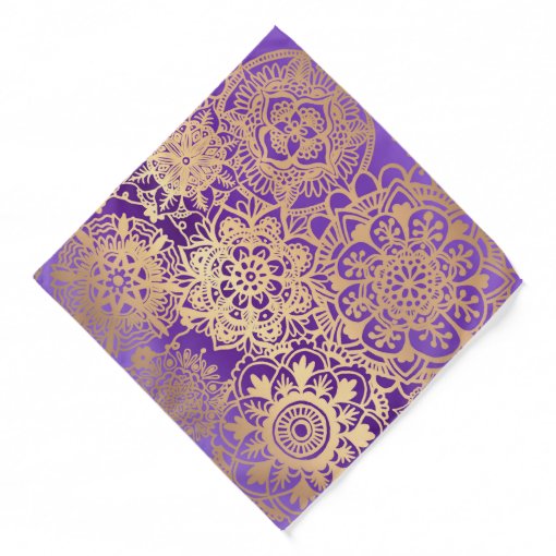 Purple and Gold Mandala Pattern Bandana | Zazzle