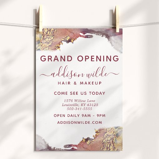 Purple And Gold Modern Art Liquid Watercolor Ink Flyer | Zazzle