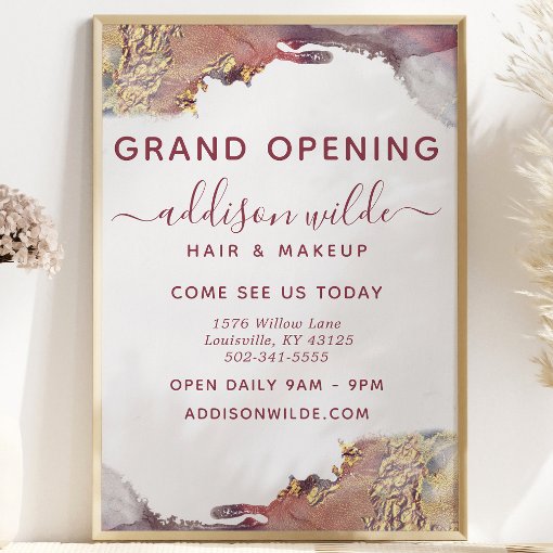 Purple And Gold Modern Art Liquid Watercolor Ink Flyer | Zazzle