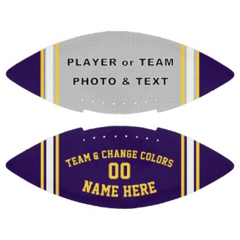 Purple and Gold Personalized Football with Picture | Zazzle