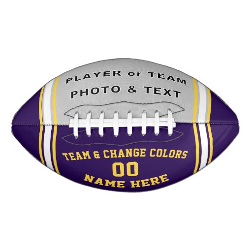 Purple and Gold Personalized Football with Picture | Zazzle