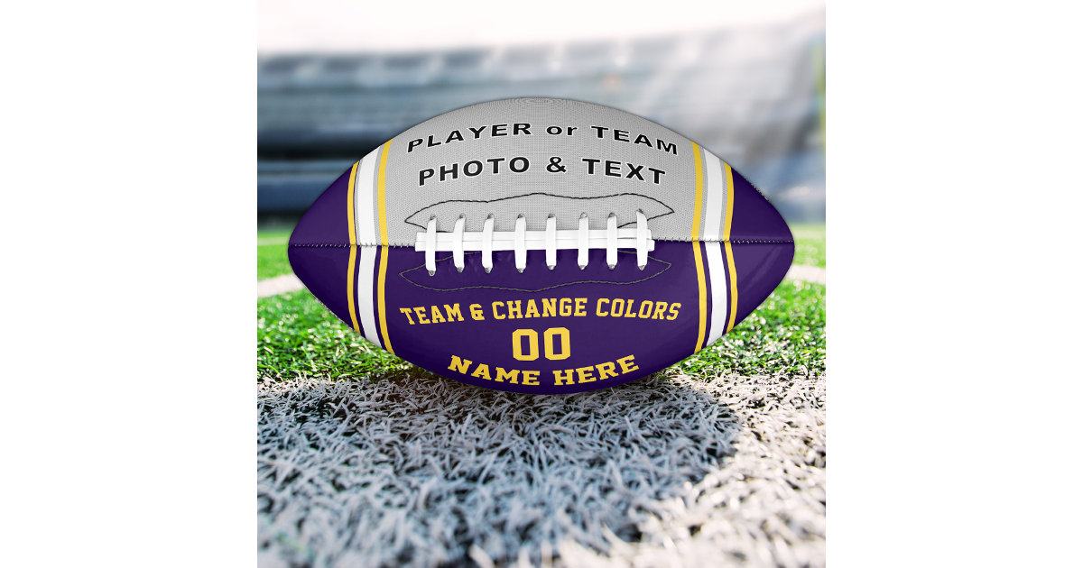 Purple and Gold Personalized Football with Picture | Zazzle