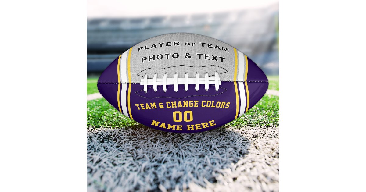 Purple and Gold Personalized Football with Picture | Zazzle