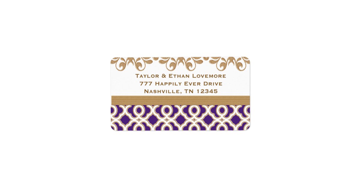 Purple and Gold Return Address Labels | Zazzle