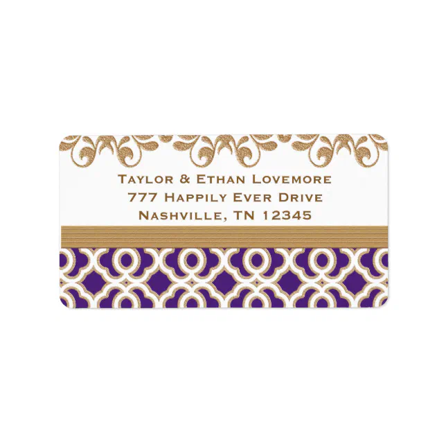 Purple and Gold Return Address Labels | Zazzle
