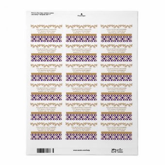 Purple and Gold Return Address Labels | Zazzle