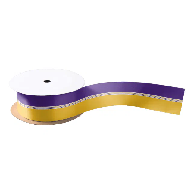 Purple and Gold Stripes Satin Ribbon | Zazzle