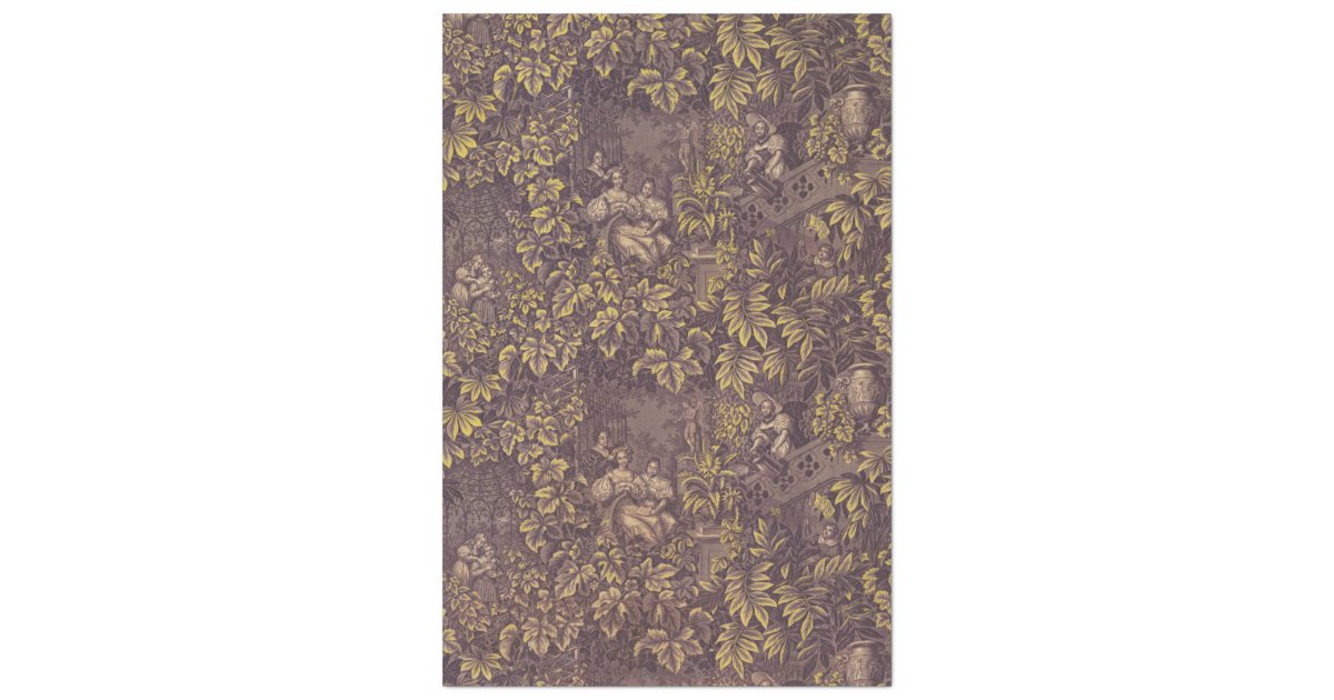 Purple and gold toile decoupage paper | Zazzle
