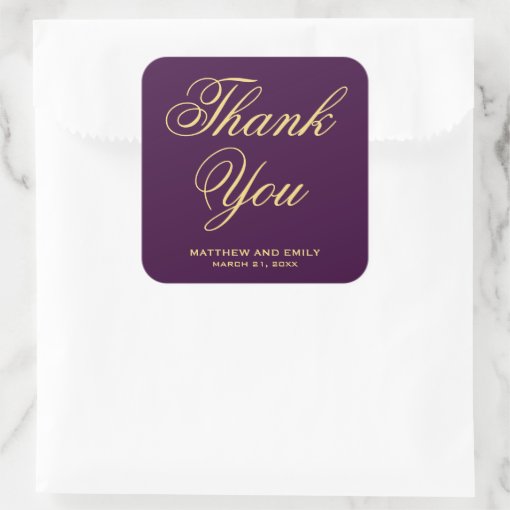 Purple and Gold Wedding Favor Sticker | Zazzle