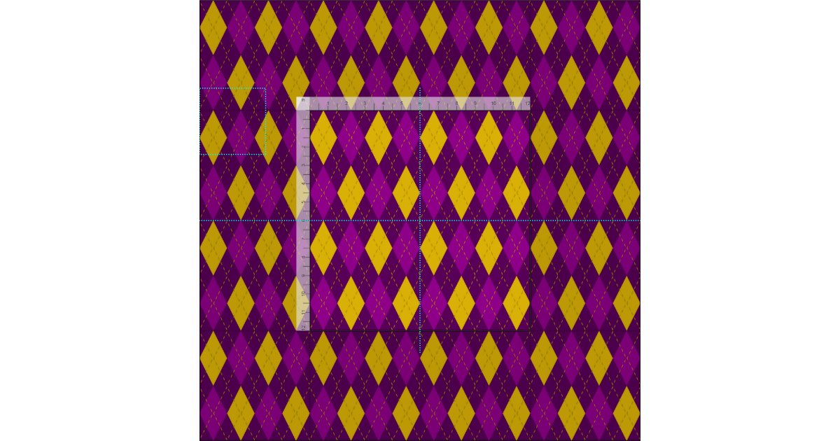 Purple and Gold Yellow Argyle Pattern Fabric | Zazzle