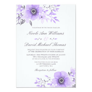 Purple And Gray Wedding Invitations | Zazzle