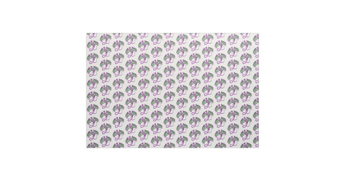 Purple and Green Dragon Fabric | Zazzle