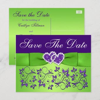 Purple and Green Floral Save the Date Postcard | Zazzle