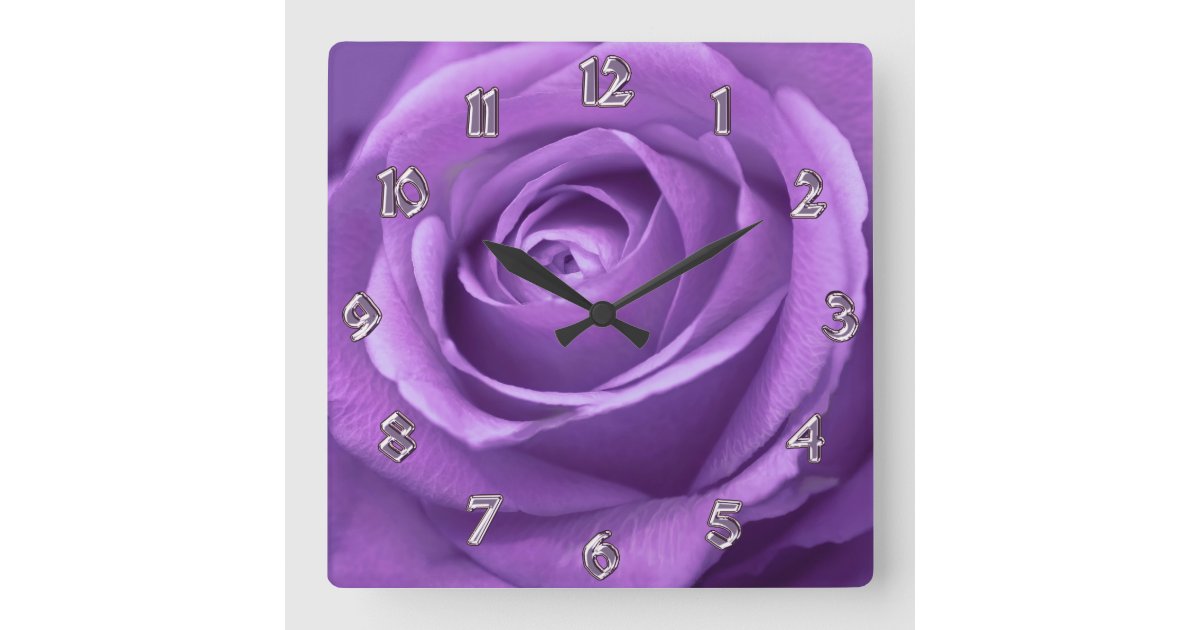 Purple and Lavender Rose Clock | Zazzle