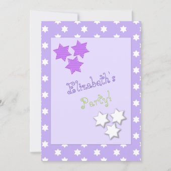 Purple and lilac with stars birthday party invitation | Zazzle