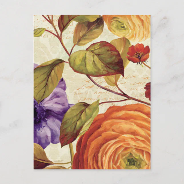 Purple and Orange Flowers Postcard | Zazzle