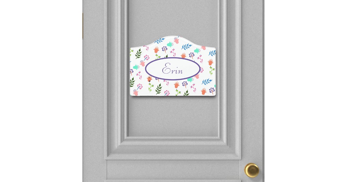 Purple And Pink Floral Door Sign | Zazzle