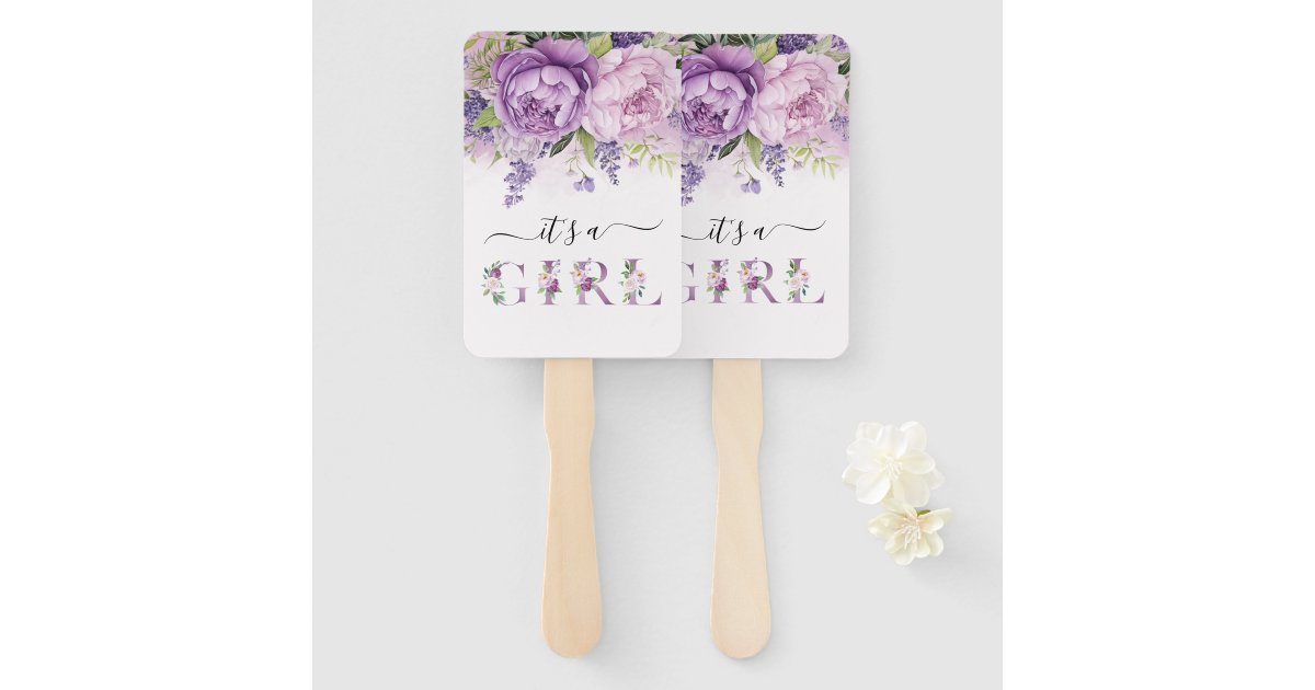 Purple And Pink Garden Flowers Girl Baby Shower Hand Fan | Zazzle