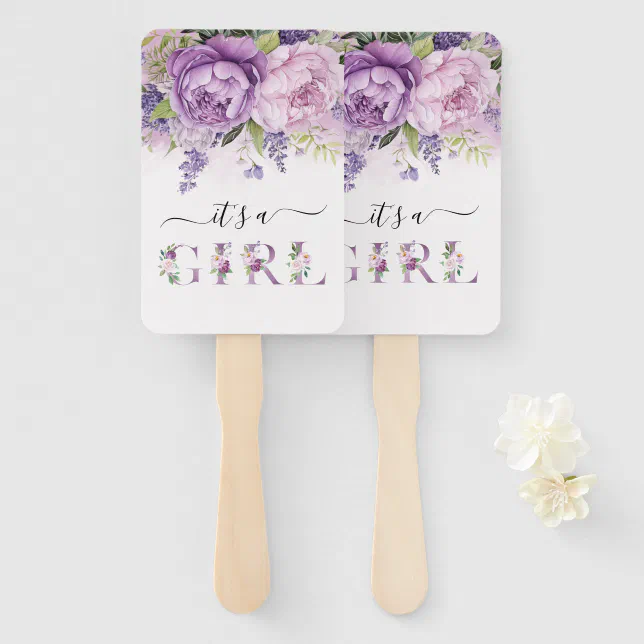 Purple And Pink Garden Flowers Girl Baby Shower Hand Fan | Zazzle