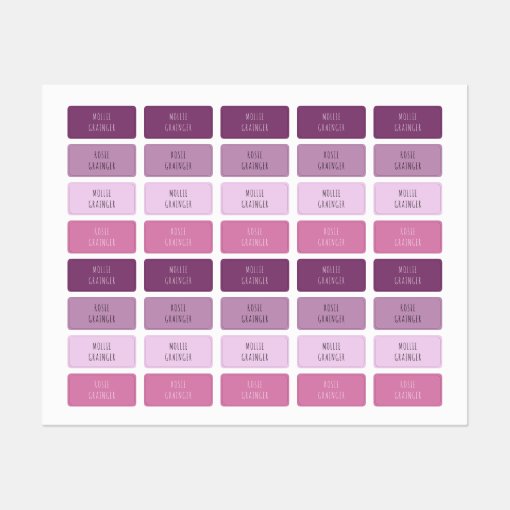 Purple and Pink Girl's Skinny Font School Clothing Kids' Labels | Zazzle
