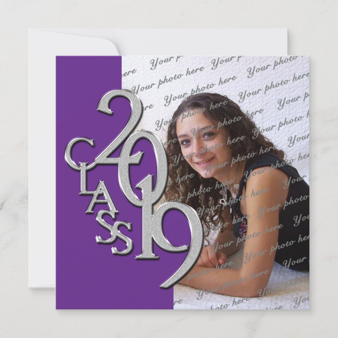 Purple and Silver 2019 Graduation Invitation | Zazzle