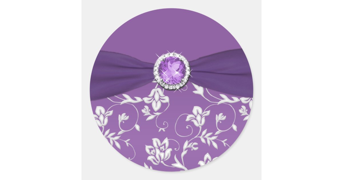 Purple and Silver Floral Sticker | Zazzle