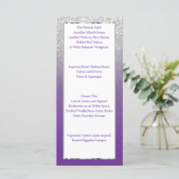 Purple and Silver Glitter Menu | Zazzle