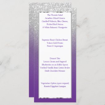 Purple and Silver Glitter Menu | Zazzle