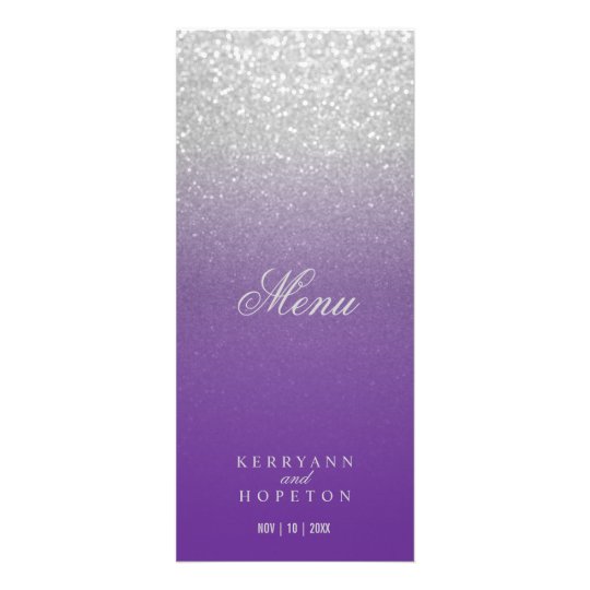 Purple and Silver Glitter - Menu | Zazzle.com