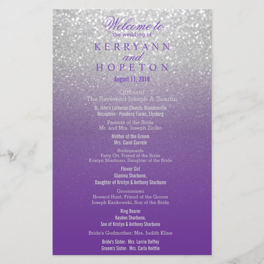 Purple and Silver Glitter - Program | Zazzle