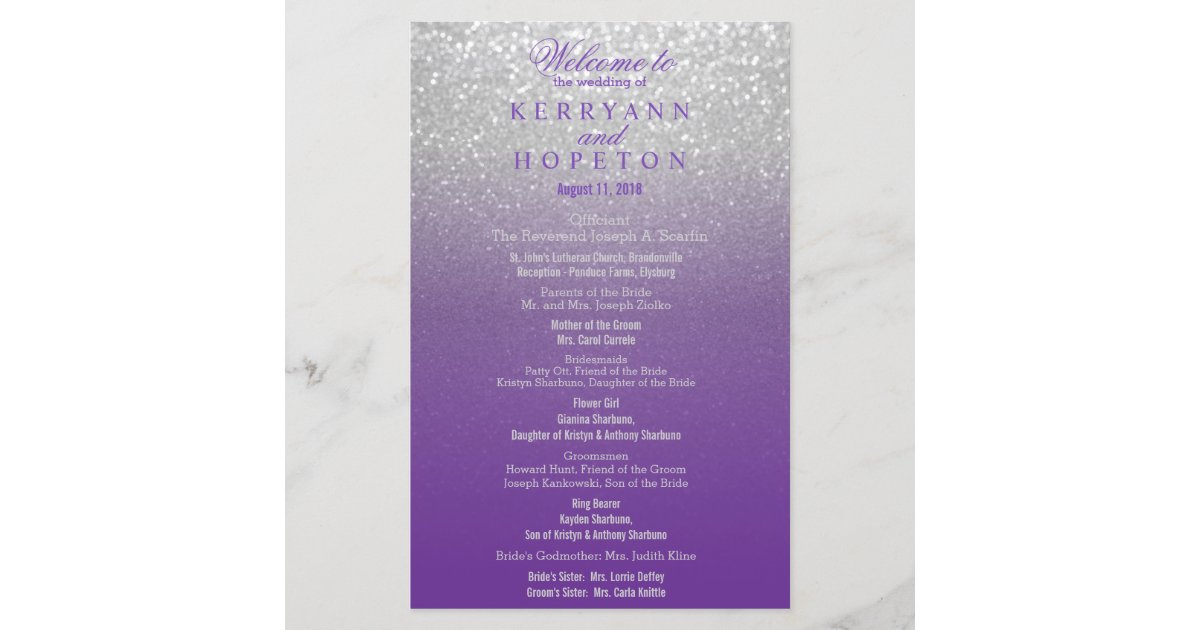 Purple and Silver Glitter - Program | Zazzle