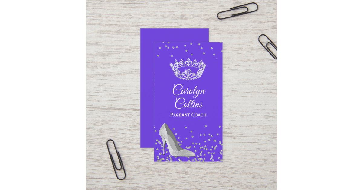 Purple and Silver Pageant Coach Business Card | Zazzle