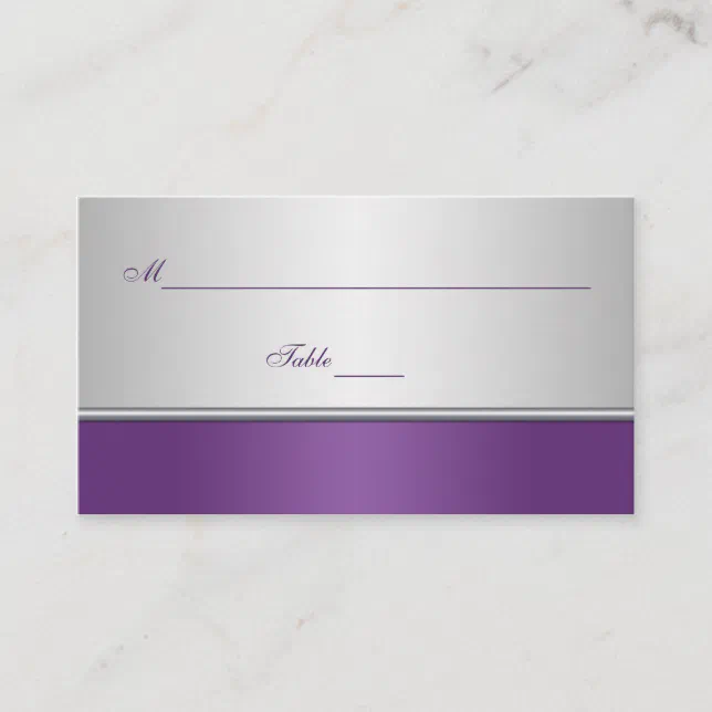 Purple and Silver Place Cards | Zazzle