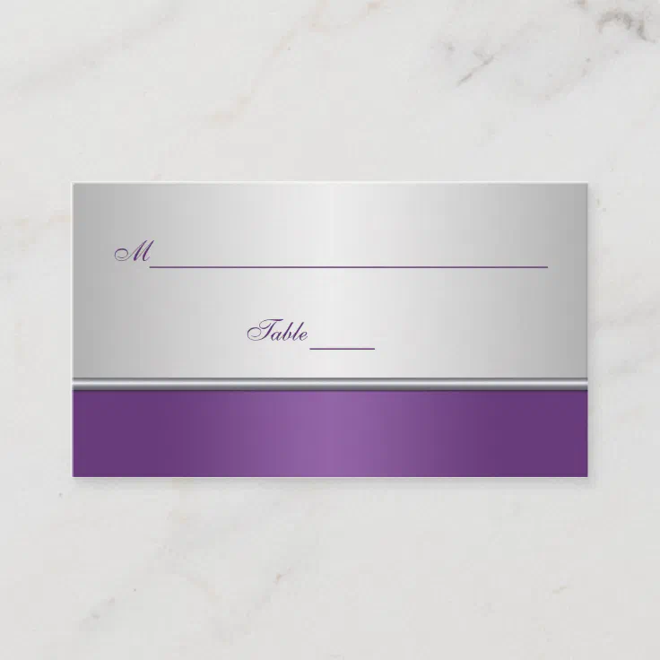 Purple and Silver Place Cards | Zazzle