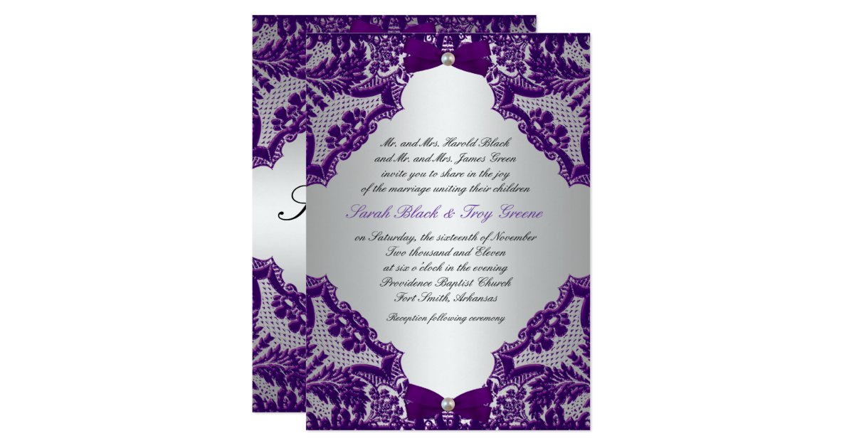 Purple and Silver Wedding Invitation | Zazzle