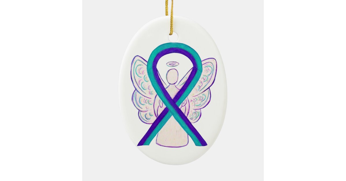 Purple and Teal Awareness Ribbon Angel Ornament | Zazzle
